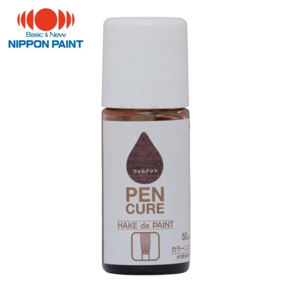 ニッぺ 木部用塗料|特長:木部ニス塗料です。 木目に浸透し、鮮やかに着色します。 フタに刷毛がついており、簡単に塗装できます。