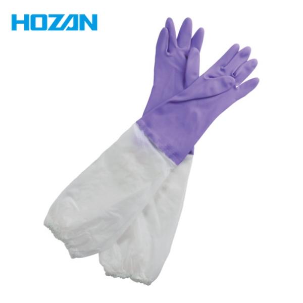 HOZAN 腕カバー付手袋(天然ゴム手袋)|特長:安全なサンドブラスト作業に必要なゴム手袋です。