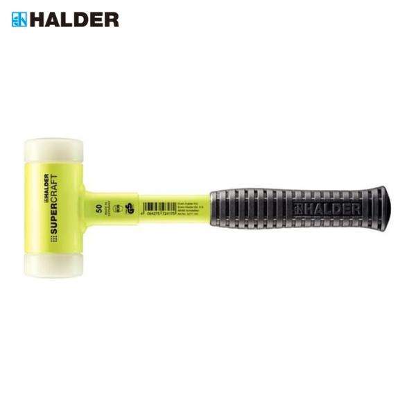 HALDER ショックレスハンマー|特長:実感のできる無反動感で手首の負担が軽減されるとともに、打撃力が全て対象物に伝わるので疲れません。 ヘッドは堅牢なナイロン製で割れにくく交換も簡単です。 手によくなじむゴムのグリップがついたスティール...