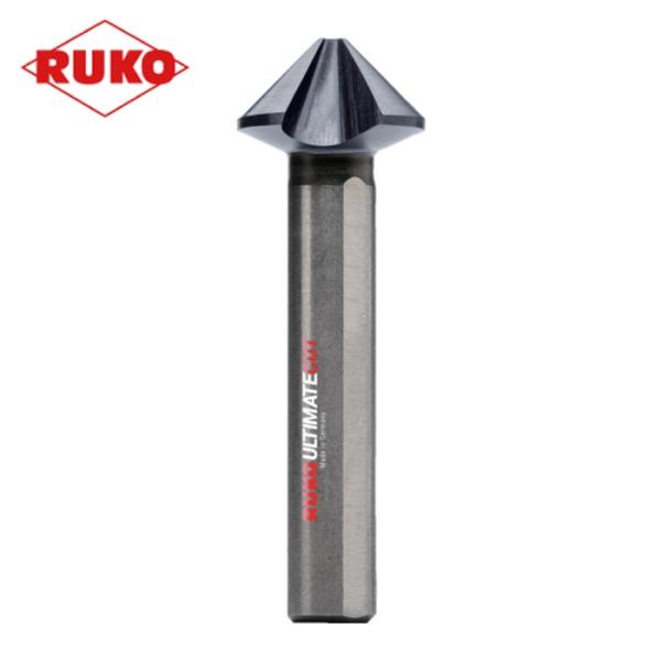 RUKO カウンターシンク|特長:独自の切り刃形状により従来品比較で切削スピード30%と製品寿命60%と大幅に向上しています。 送り方向への力は最小限に抑えられ、極めて静かに切削が可能で仕上がりは非常に滑らかです。 チタンアルミニウムコーテ...