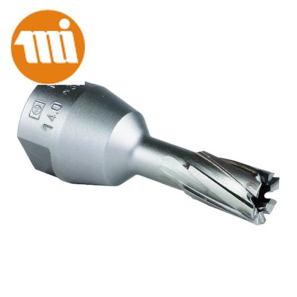 ミヤナガ 磁気ボール盤カッター|特長:円柱切削により、切削面積が小さく、小パワーの機械で大口径の穴あけができます。