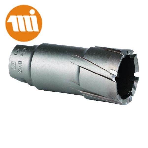 ミヤナガ 磁気ボール盤カッター|特長:円柱切削により、切削面積が小さく、小パワーの機械で大口径の穴あけができます。