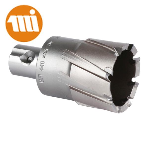 ミヤナガ 磁気ボール盤カッター|特長:小パワーの小型磁気ボール盤でもスムーズに穴あけ。