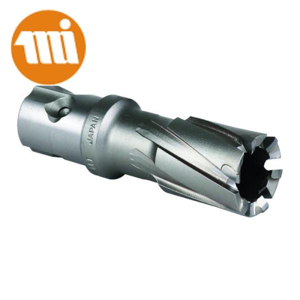 ミヤナガ 磁気ボール盤カッター|特長:小パワーの小型磁気ボール盤でもスムーズに穴あけ。