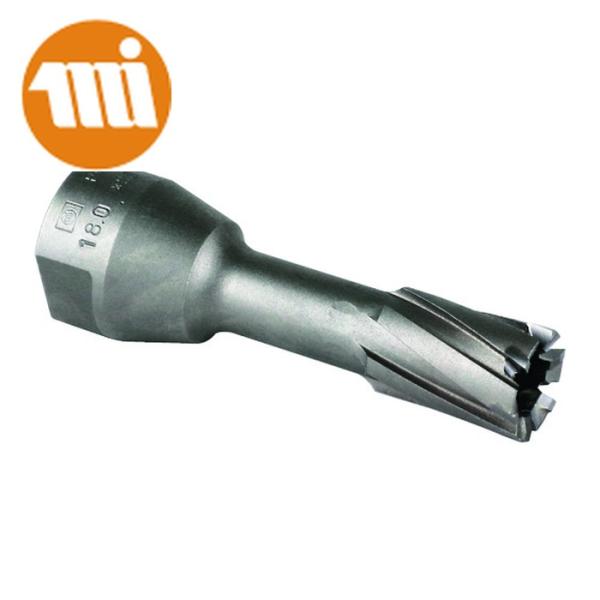 ミヤナガ 磁気ボール盤カッター|特長:円柱切削により、切削面積が小さく、小パワーの機械で大口径の穴あけができます。