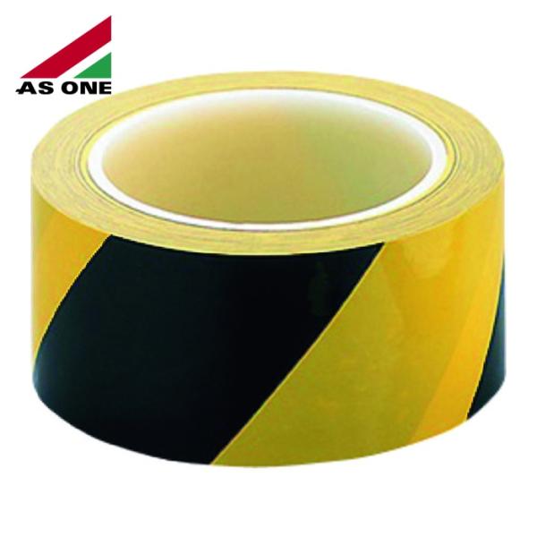 AS クリーンルーム用ラインテープ|特長:強度に優れ、台車の通過にも耐えられます。 はがした後の糊残りも少なく、きれいにはがせます。 塩ビ(PVC)テープの表面をPET加工してあるので強度に優れています。