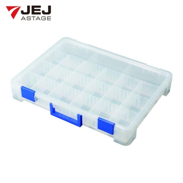 JEJアステージ パーツケース(樹脂製)|特長:用途に合わせて移動できる仕切り付きです。 細かいネジや部品などが取り出しやすい底部角のカーブ形状です。 移動、持ち運びに便利なハンドル付きです。