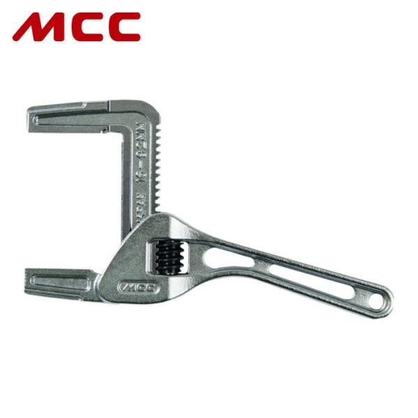 MCC モーターレンチ|特長:92mmのワイドな口開きタイプです。 本体は高強度な特殊メタル鍛造製です。 本体と上アゴのガタが少ない高精度仕上げです。
