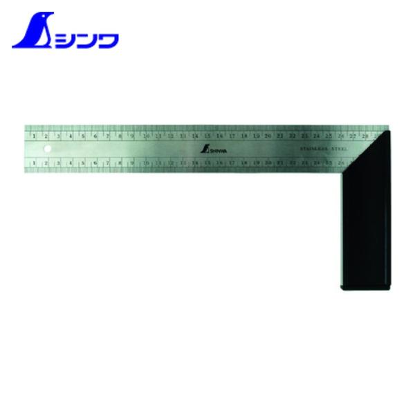 シンワ スコヤ|特長:竿に目盛が入っているので、寸法も測れます。 台のベースが大きいので、直角が確認しやすくなっています。