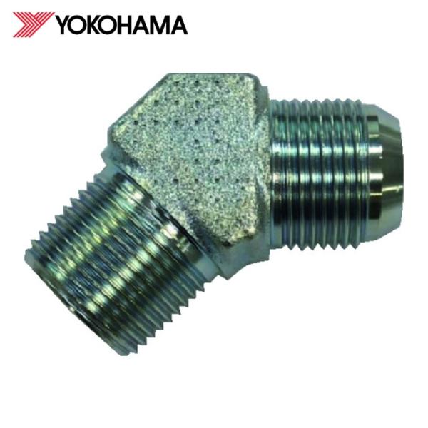 横浜ゴム 油圧ホース用コネクター|特長:R(PT)・G(PF)(オスシート)のオス45°エルボです。