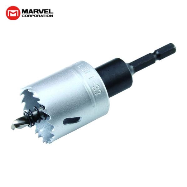 MARVEL ハイスホールソー|特長:バイメタルホールソーの安全ストッパー(ツバ)を無くし、ふところを深くしたモデルです。 貫通作業に最適です。