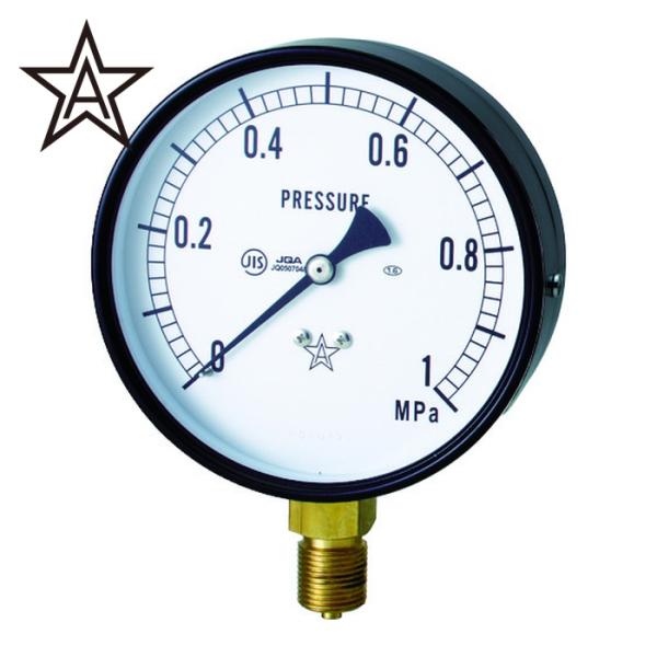 右下 一般圧力計|特長:ケースおよびカバーは電着塗装で耐食性に優れています。 圧力計の3大流体(エア・油・水)のどれにでも使用できます。