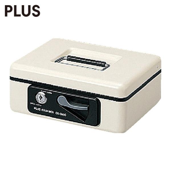 PLUS 手提げ金庫|特長:軽量でコンパクトながら、耐久性を備えています。 レバー操作のワンタッチ開閉式です。 トレーは硬貨や小物が収納できる仕切り付です。