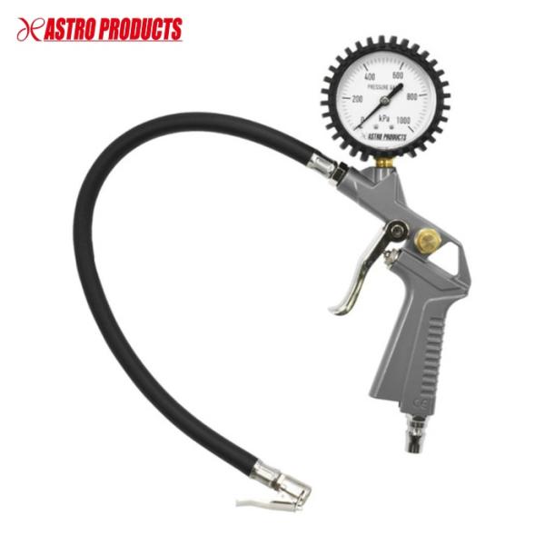 アストロプロダクツ タイヤゲージ|特長:エアコンプレッサーとの接続で、自動車やバイクなどのタイヤにエアを充填するためのエアタイヤゲージです。 タイヤのバルブには、クリップチャックで接続するので、充填中にチャックを押しあてておく必要がありませ...