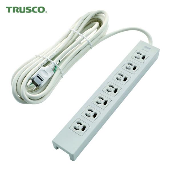 TRUSCO オフィス用3Pタップ|特長:3P抜け止めの7個口タップです。 裏面にマグネットが付いていますので、スチールのデスクなどに仮固定することができます。 差し込み部にユリア樹脂材を使用しており、熱に強い構造となっております。