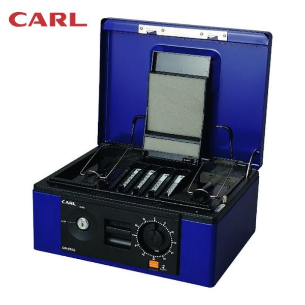 カール 手提げ金庫|特長:シリンダー錠とダイヤル錠の二重ロックで管理は万全です。 スポンジ付き内蓋により、持ち運び時に硬貨が飛散しません。 ダイヤルロック機能により、不用意なダイヤル操作を防ぎます。