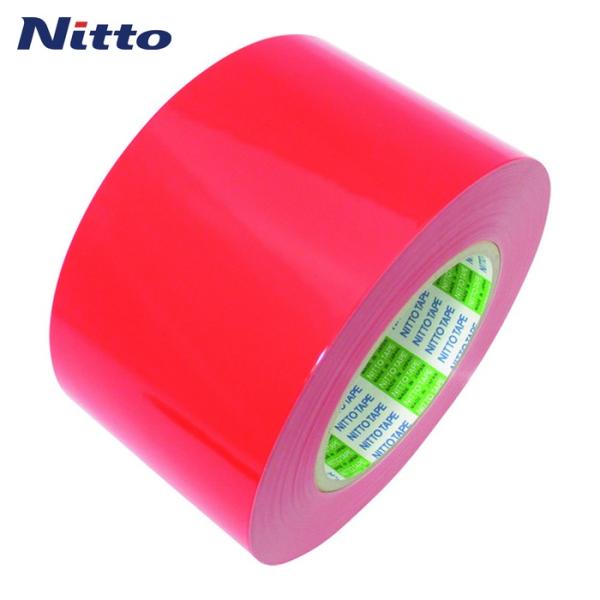 日東エルマテ ラインテープ|特長:はく離紙がない、ゴミゼロタイプです。 鉛やPVCを使わず、環境に優しいテープです。 有機溶剤を含まない粘着剤を使用しています。