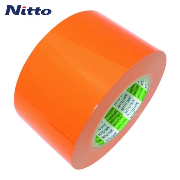 日東エルマテ ラインテープ|特長:はく離紙がない、ゴミゼロタイプです。 鉛やPVCを使わず、環境に優しいテープです。 有機溶剤を含まない粘着剤を使用しています。