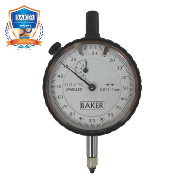 BAKER ダイヤルゲージ|特長:スピンドルはステンレス製、測定子は超硬ボールアンビル付きです。 強靭でスムーズなメタル製ベゼル、真鍮ボディのため頑丈です。 購入時は平裏ぶた付、スペアの耳金付裏ぶたが付属しています。