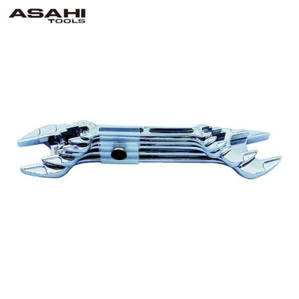 ASH 両口スパナセット|特長:当社比で平均20%以上軽量化するとともに省資源を目指した工具です。 JIS S級です。