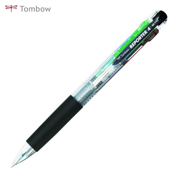 Tombow ボールペン|特長:スリムボディで持ちやすく、また、強力なグリップは一枚の紙から厚手のノートまではさめます。 ノックボタンの形が色ごとに異なるので、指先の感覚で色の判別ができます。