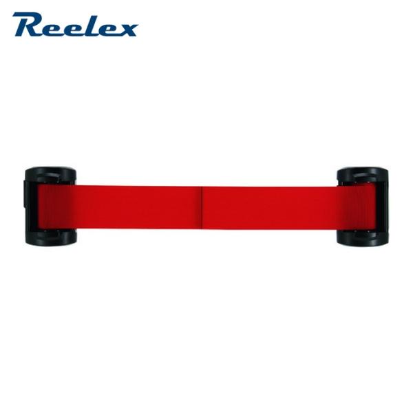 Reelex ガードテープ|特長:ベルトの収納は便利な自動巻取式です。 繰り返しの使用に強いナイロンベルトを採用しています。 本体2個使いなので、急な巻き取りの心配がなく、安全です。