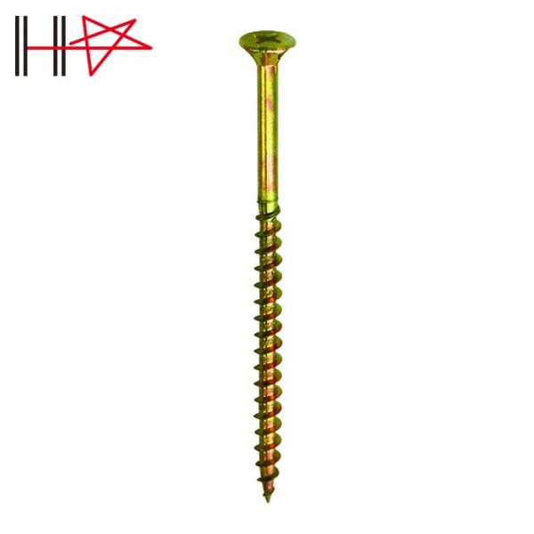 DAIDOHANT コーススレッドスクリュー|特長:頭部下のフレキ加工で木材を切削し、頭浮きを防ぎます。 軸が細く、先端足割れ加工のため木割れしにくいです。