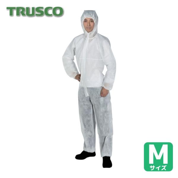TRUSCO 使い捨て保護服|特長:素材にはエアフィルター等でも使用される、東レ製のポリエステル長繊維不織布アクスター[[R上]]を使用しています。 使用されている素材(不織布)は日本国内で製造されています。 原産国(縫製)はベトナムです。