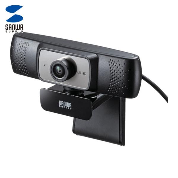 SANWA ウェブカメラ|特長:200万画素フルHD画質での撮影が可能なWebカメラです。 超広角150度レンズを採用で、幅広い範囲の撮影が可能です。 少し離れた場所でも使える3mのロングケーブルを採用しています。