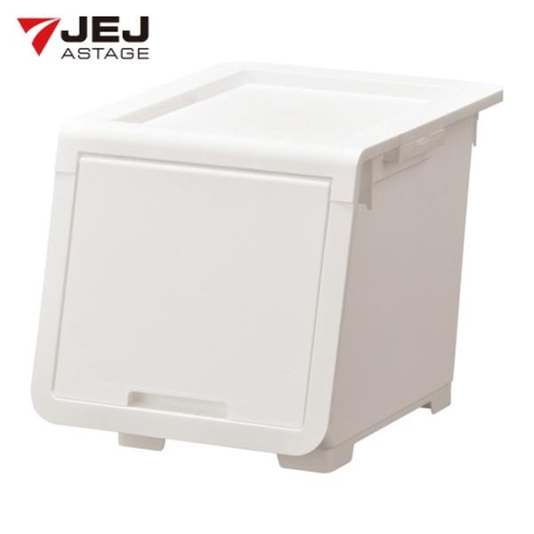JEJアステージ フタ式収納ケース|特長:2つのオープンスタイルで出し入れラクラク積み重ねできる収納ボックスです。 開け口が斜め型なので、積み重ねても取り出しやすいです。 飛び出し防止のロック機能付です。