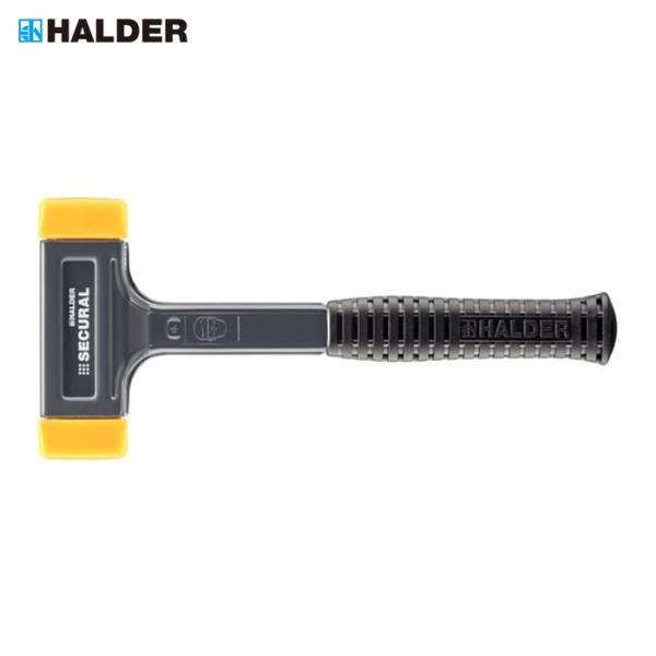 HALDER ショックレスハンマー|特長:ヘッドとハンドルは一枚の鋼板から成型された耐久性に優れたショックレスハンマーです。 最高の無反動感とポリウレタンの製の四角いヘッドで、ユニークなハンマーです。 堅牢なスティール板金構造と握りやすいゴ...