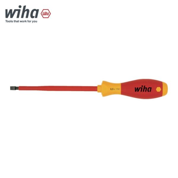 wiha 絶縁ドライバー|特長:マイナスねじ用絶縁ドライバー・IEC60900:2004に従って製造されています。 AC1000Vまで絶縁します。 人間工学に基づいた形状のグリップを採用しており、長時間の使用にも疲れにくいです。