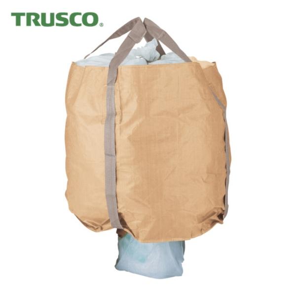 TRUSCO コンテナバッグ|特長:内容物をフォークリフトで吊り上げ、そのまま倉庫などに貯蔵することが可能となります。 使用しないときは、折り畳んで保管可能なため、スペースを取りません。