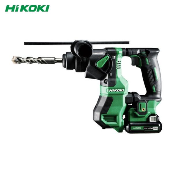 HiKOKI 充電ハンマードリル|特長:小型・軽量ボディで重心が手元に近いので、取り回ししやすく、楽に作業ができます。 新防振ハンドル採用で、ハンドルに伝わる衝撃・振動を吸収し、作業者を守ります。 オートストップ機能搭載です。