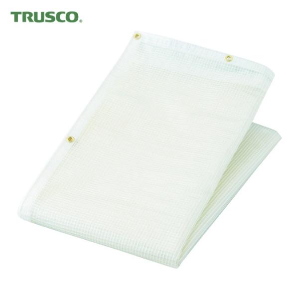 TRUSCO 糸入りシート|特長:焼却時ダイオキシンを発生しません。 糸が入っているので強度に優れ、中が見える透明性の高いシートです。 消防法で定められた防炎物品です。