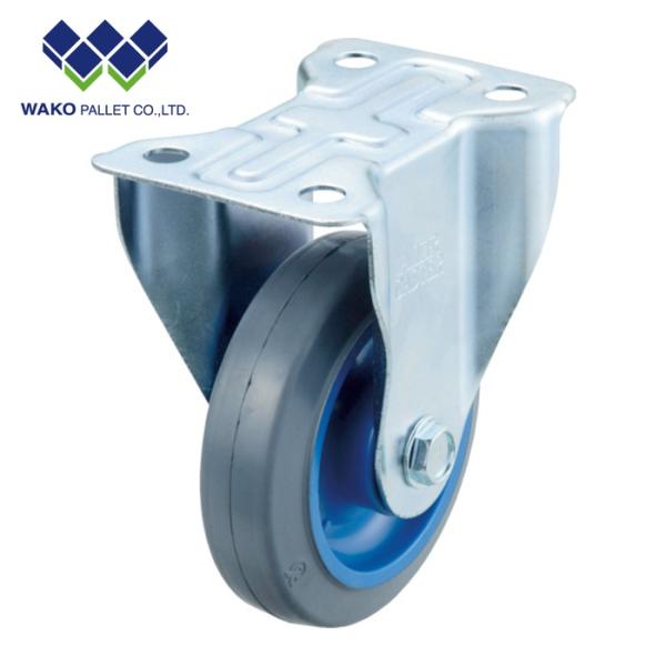ワコーパレット プレート式ゴムキャスター|特長:自重が軽く搬送時のスムーズな動きにより作業性が向上します。 弾性があるため、振動が少なく、台上の荷物を保護します。 耐久性があり、寿命が長くコストダウンできます。