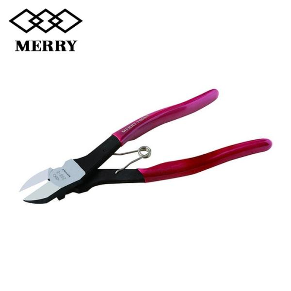 メリー ニッパ(電工用)|特長:VA(VVF)線などの切断、電気工事関連に適しています。 偏芯テコ原理採用で切断力に優れています。 切り口がほぼ真っすぐになります。