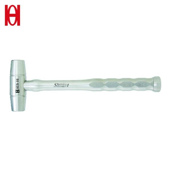 OH ステンレスハンマー|特長:頭部・柄ともにオールステンレス製です。 柄は振りやすい中空構造です。
