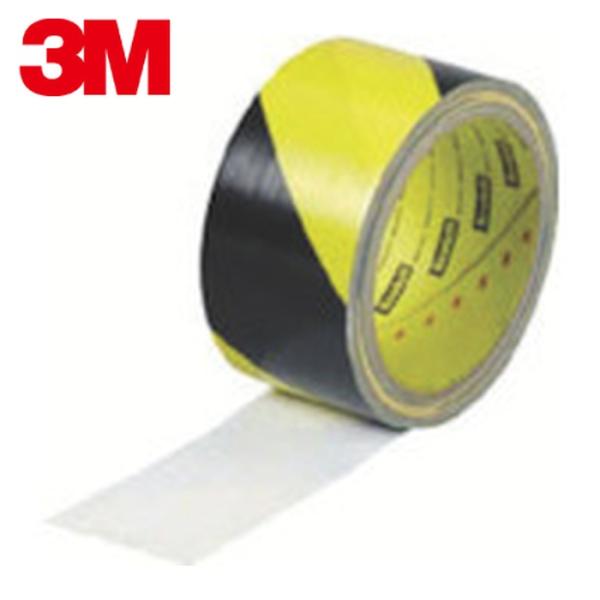 3M ラインテープ|特長:鮮やかな黄色と黒のストライプです。 摩耗に強く、こすれても色が落ちません。 なじみが良く、1度伸ばすと元に戻りにくいので、凹凸面にも貼れ、曲線を描けます。