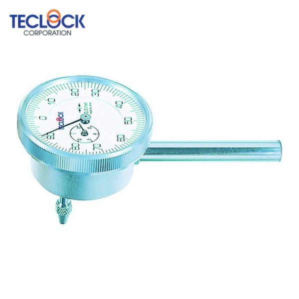 TECLOCK ダイヤルゲージ|特長:測定面に対して目盛板が平行で上から見るタイプです。 歯車の歯底測定・振れ測定に便利です。