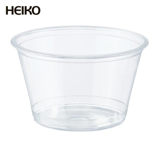 HEIKO コップ|特長:透明度が高く、しっかりした厚みのデザート向けPETカップです。 耐油性・耐薬性に優れています。 プリンカップのようなシルエットです。