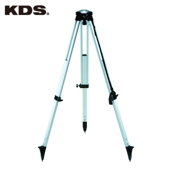 KDS オートレベル用オプション|特長:機械の水平位置を合わせやすい球面脚頭です。 オートレベル、回転レーザーレベル用三脚です。 しっかりと止めやすい蝶ねじ仕様です。