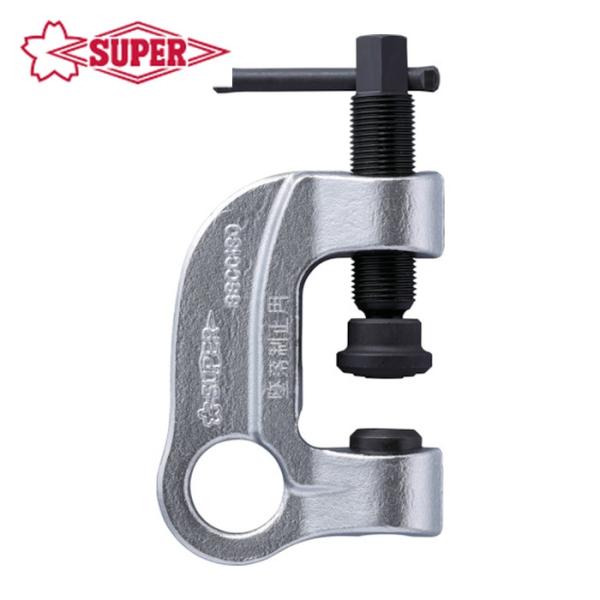 スーパー 墜落制止用器具取付クランプ|特長:スクリューとカム、パッドにより、作業中の振動等に対してもクランプは外れにくい機構となっています。 ロープ(命綱)の引張力の増加に比例して、カムが傾いて接面が大きくなり、より強くグリップします。 小...
