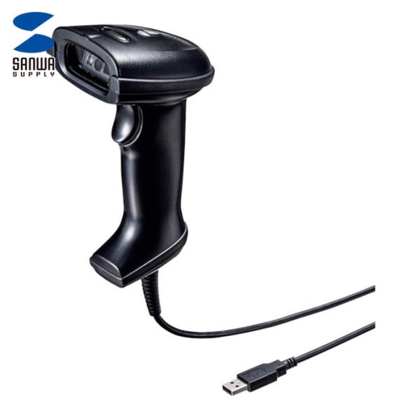 SANWA ハンディスキャナ|特長:2次元コード・1次元コード両方の読み取りが可能な有線バーコードリーダーです。 30フレームの高速読み取りが可能です。 USB接続でパソコン本体から電源供給されるので、専用電源が不要です。