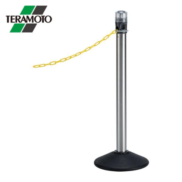 テラモト プラチェーンスタンド|特長:太陽光発電付LEDライトで夜間でも存在感をアピールします。 昼夜天候を問わず活躍するチェーン内蔵式スタンドです。