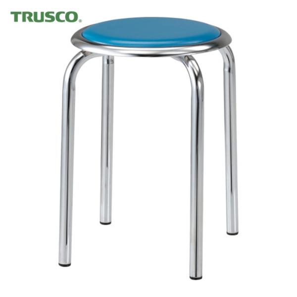 TRUSCO 作業用チェア|特長:脚部はメッキ仕上げで高級感があります。 スタッキングが可能です。 (4脚まで)。