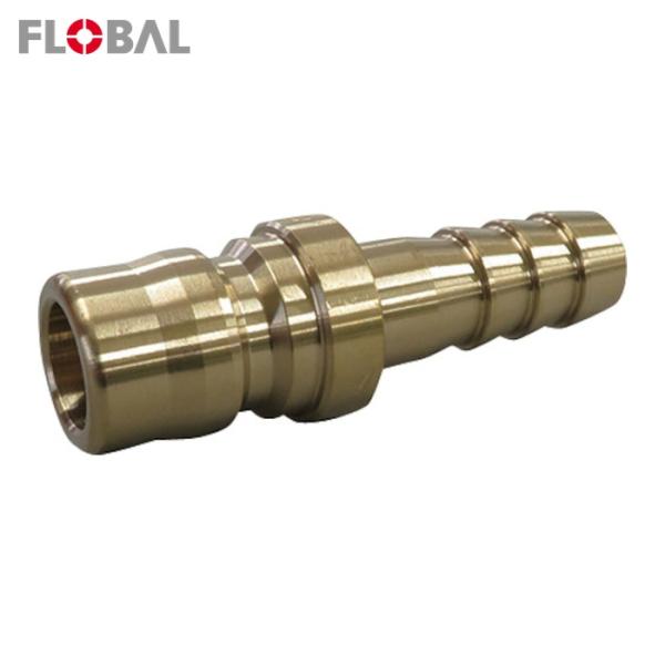 FLOBAL 金属カップリング(ホース取付)|特長:ソケット側にもプラグ側にもバルブ機構を持たない両路開放型カップリングです。 ソケットとプラグを分離したとき流体を遮断する必要のない配管系路に最適です。 流量抵抗が少ない内部構造となっていま...