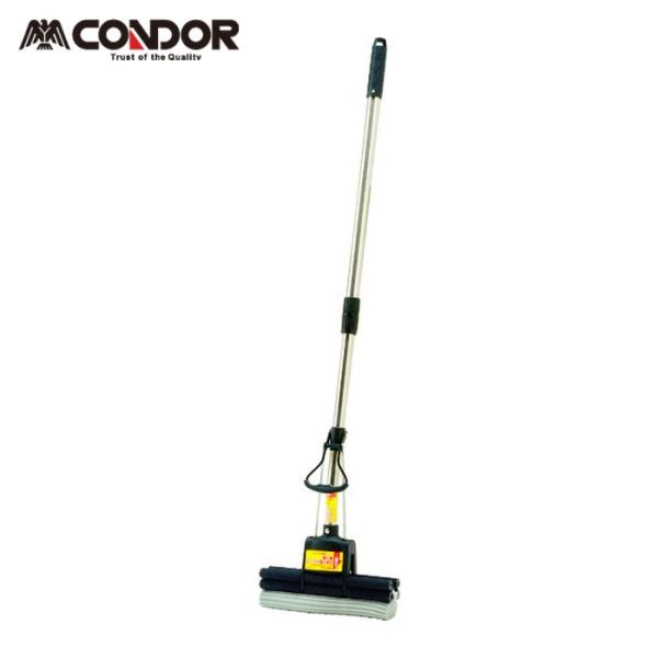 コンドル モップ|特長:水絞りレバーを軽く手前に引くだけで簡単に、強力に水絞りができます。 しっかり絞れるダブルローラーを採用しています。 水絞りにより元の吸収力が回復します。