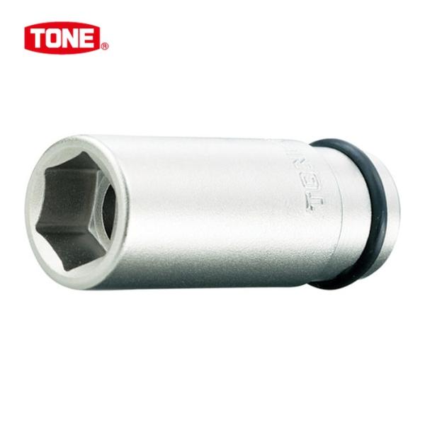 TONE インパクト用ソケット(ディープ・セミディープタイプ)|特長:外観品質と防錆力の向上を図った無電解メッキ仕様のインパクト用ソケットです。 Oリング仮置き構造により、レンチにインパクト用ソケットを着脱する際にOリングを一旦溝に仮置くこ...
