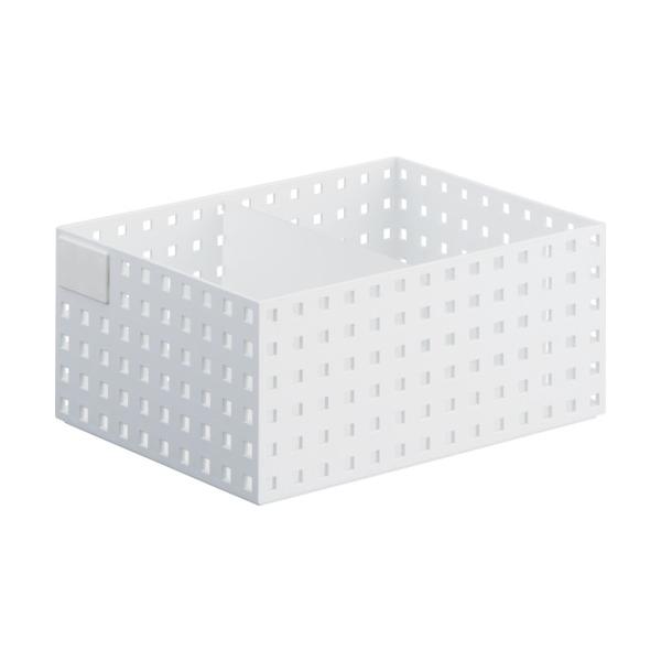 吉川国工業所 収納ボックス|特長:ブリックスシリーズの仕切り、名札付タイプです。 並べて使用する際にすき間が出来ないデザインです。 仕切り、名札、本体底面に滑り止め付です。